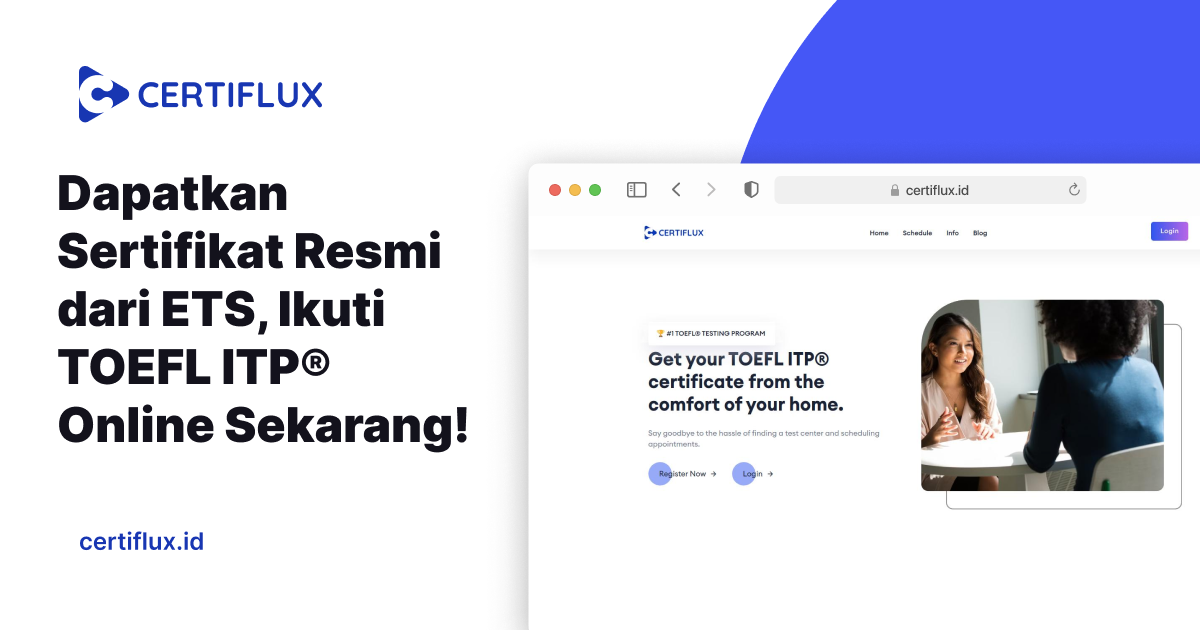 Info Test TOEFL ITP Online Sertifikat Resmi ETS di Certiflux